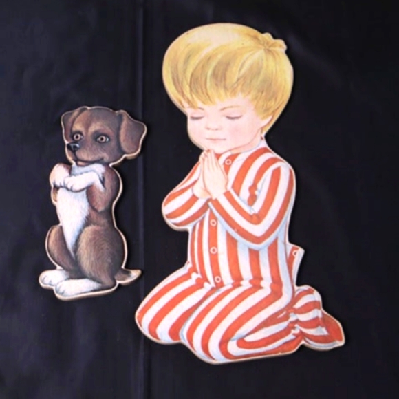Vintage | Accents | Vintage 9560s Childs Room Wall Decor Praying Big ...